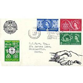 1957 Scout Jubilee Jamboree, Illustrated Handshake FDC, World Scout ...