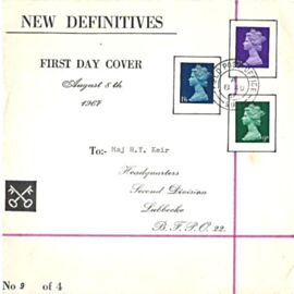 1967 QEII Definitive Issue 3d, 9d, 1/6d, Headquarters 2nd Division ...