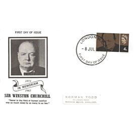 1965, Sir Winston Churchill, Scarce FDC design, 4d Ordinary stamp only ...