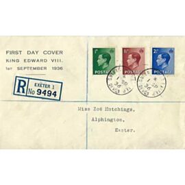 1936 King Edward VIII Definitive Issue, Reg.Display FDC, Queen Street ...